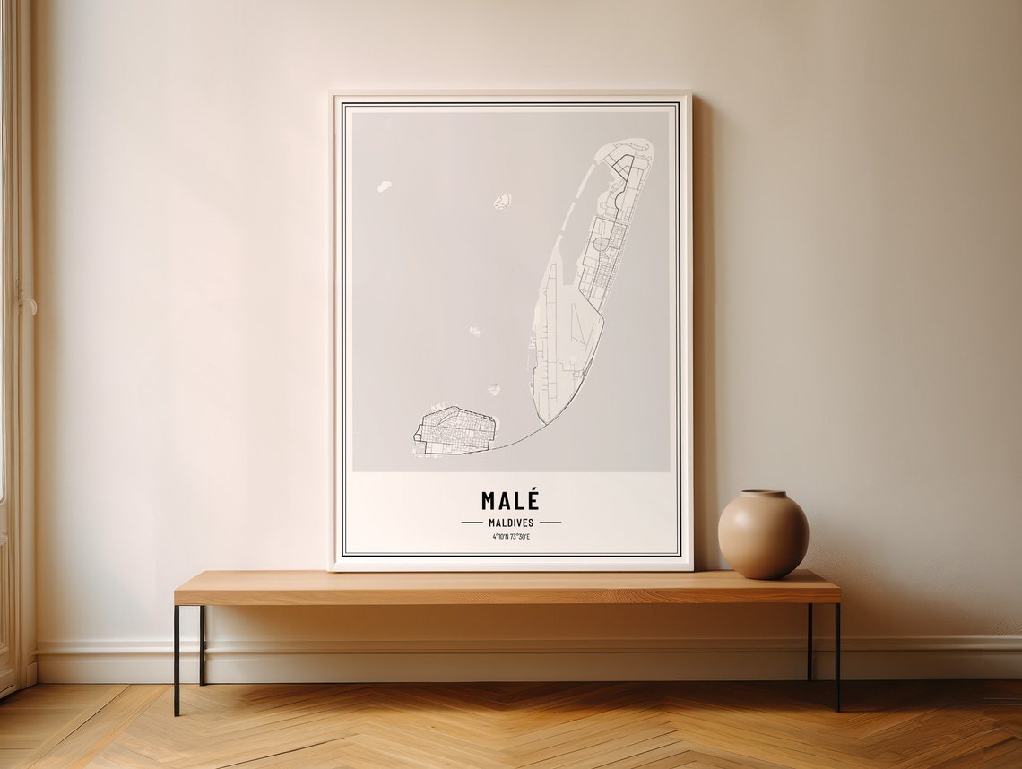 Male Maldives Map Digital Print, Male Maldivesmap Poster, Male Maldives ...