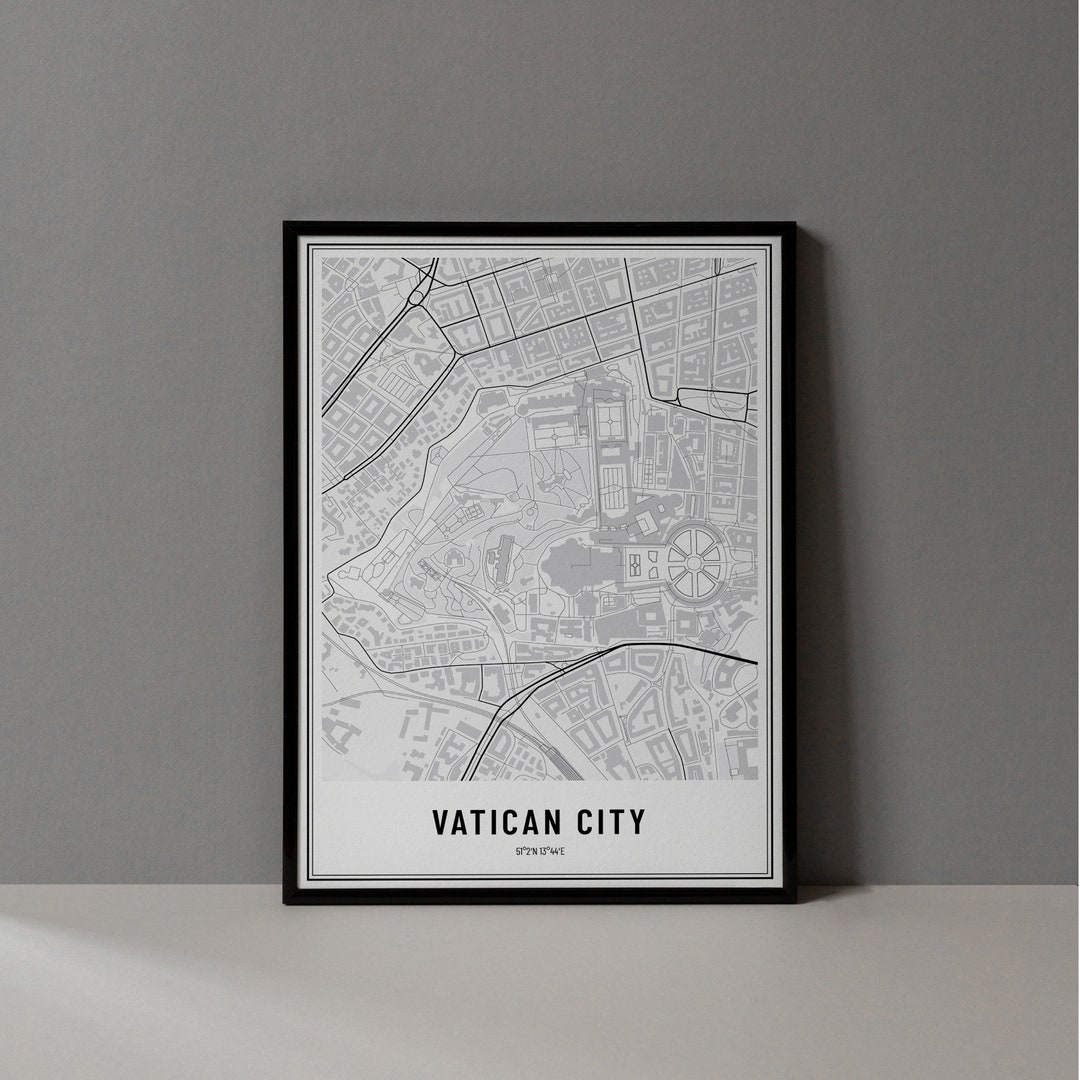 Vatican City Map Digital Print, Vatican City Map Poster, Vatican City ...