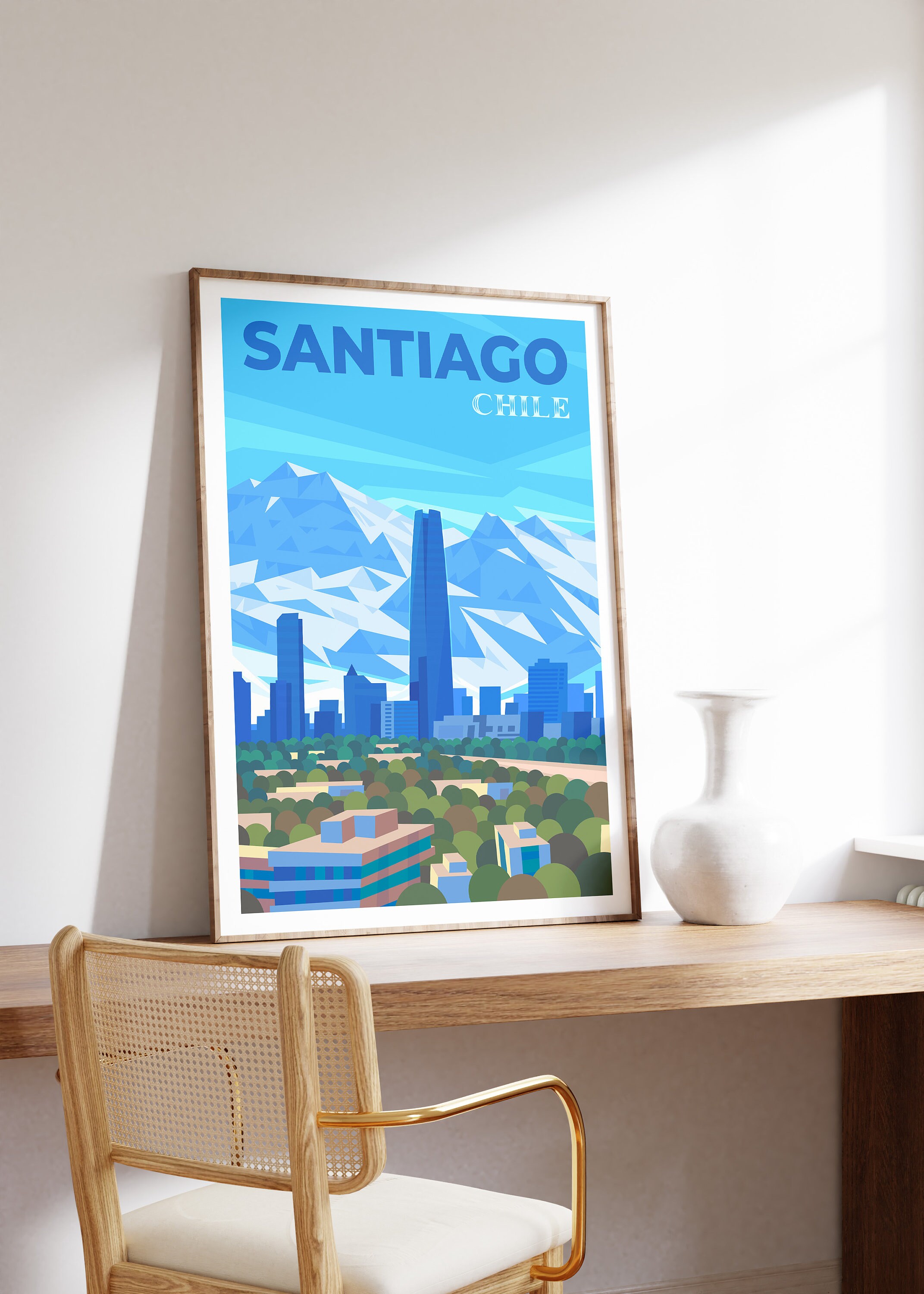 Santiago Chile Travel Poster, Santiago Chile Gallery Wall Art, Santiago ...