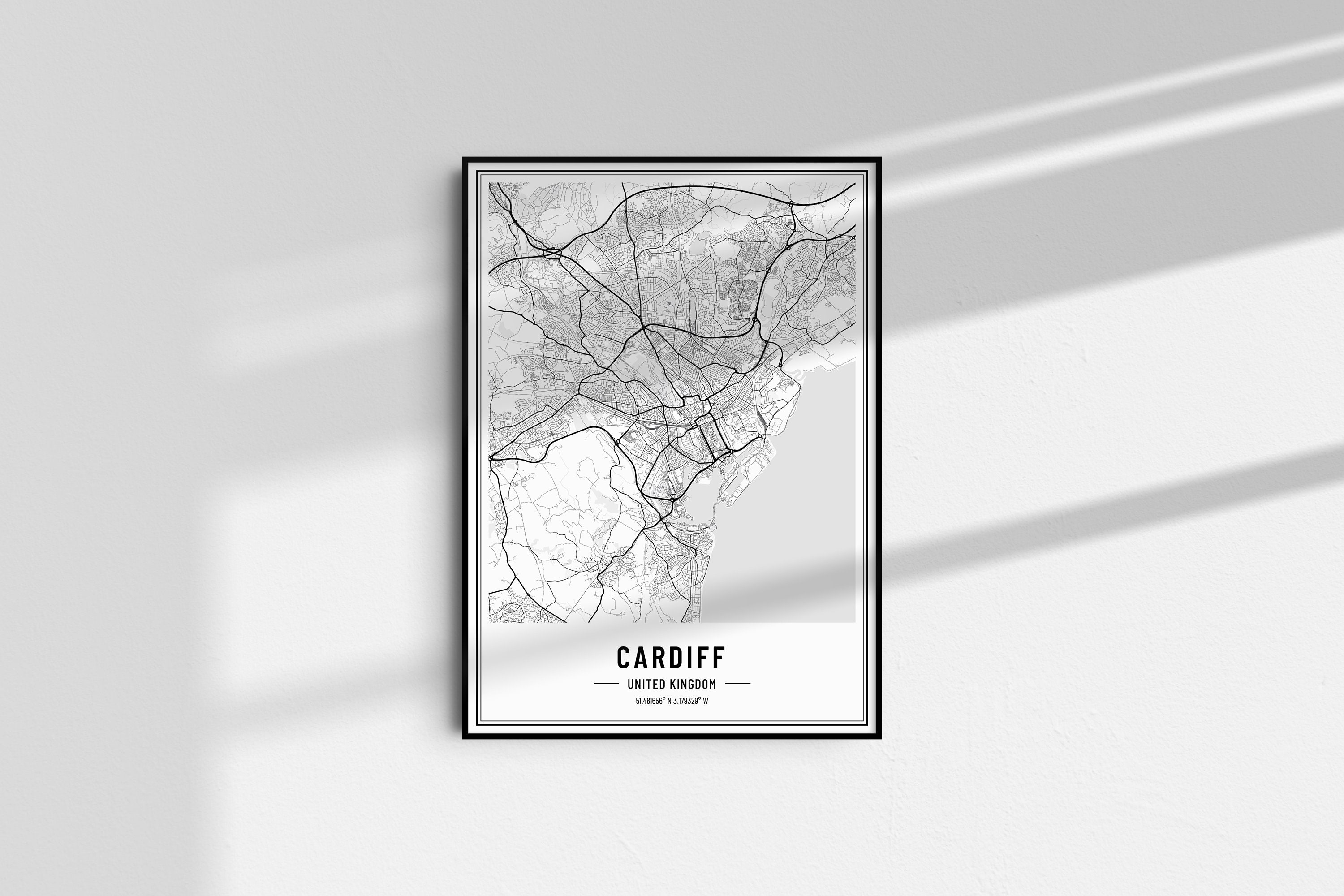 Cardiff UK Map Digital Print, Cardiff Map Poster, Cardiff England Map ...