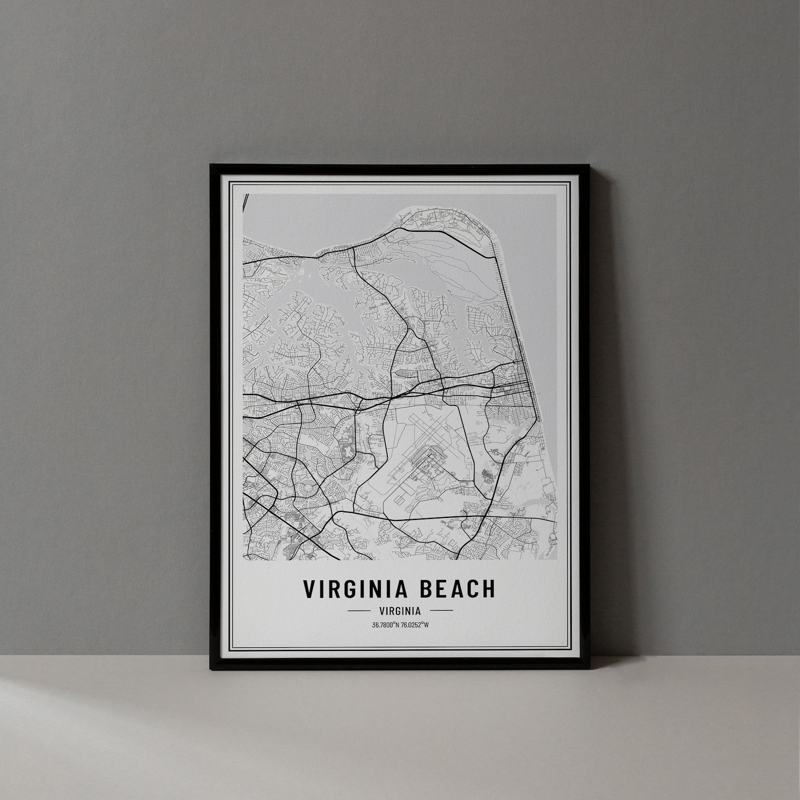 Virginia Beach Map Digital Print, Virginia Beach VA Map Poster ...