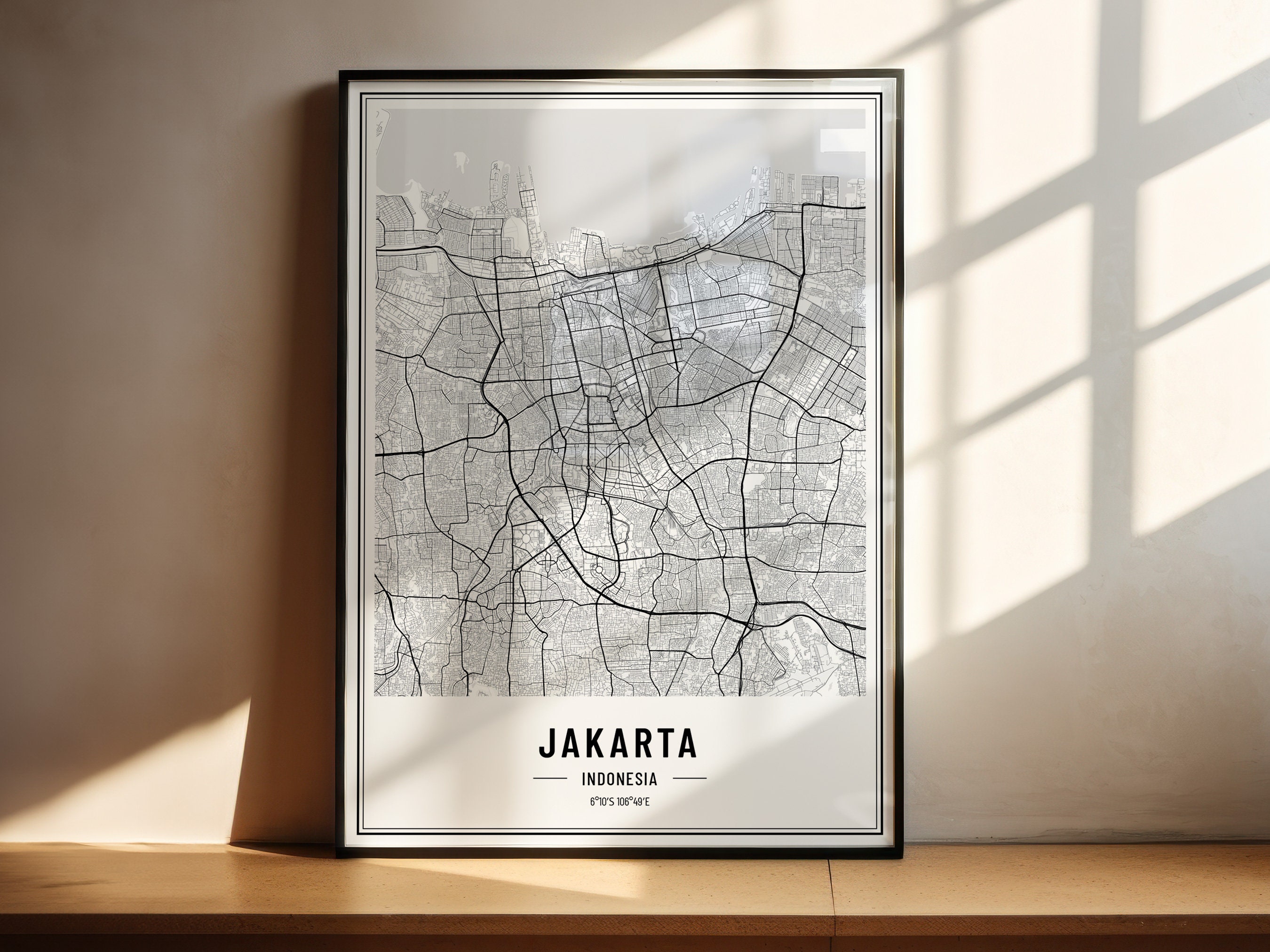 Jakarta Indonesia Map Digital Print, Jakarta Indonesia Map Poster ...