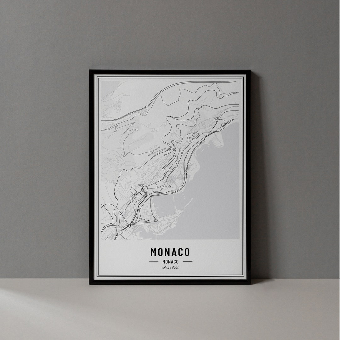 Monaco Monaco Map Digital Print, Monaco Map Poster, Monaco Map Wall Art ...