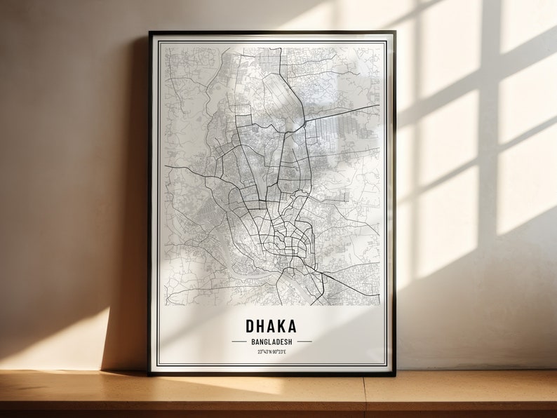 Dhaka Bangladesh Map Digital Print, Dhaka Bangladesh Map Poster, Dhaka Map Wall Art, Dhaka Road ...