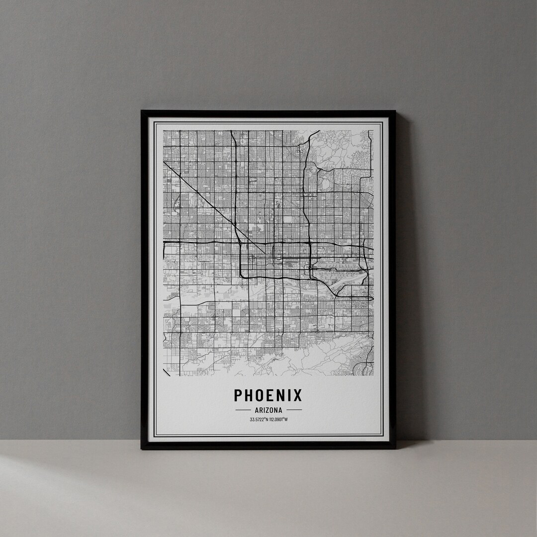 Phoenix Arizona Map Digital Print, Phoenix Arizona Map Poster, Phoenix ...