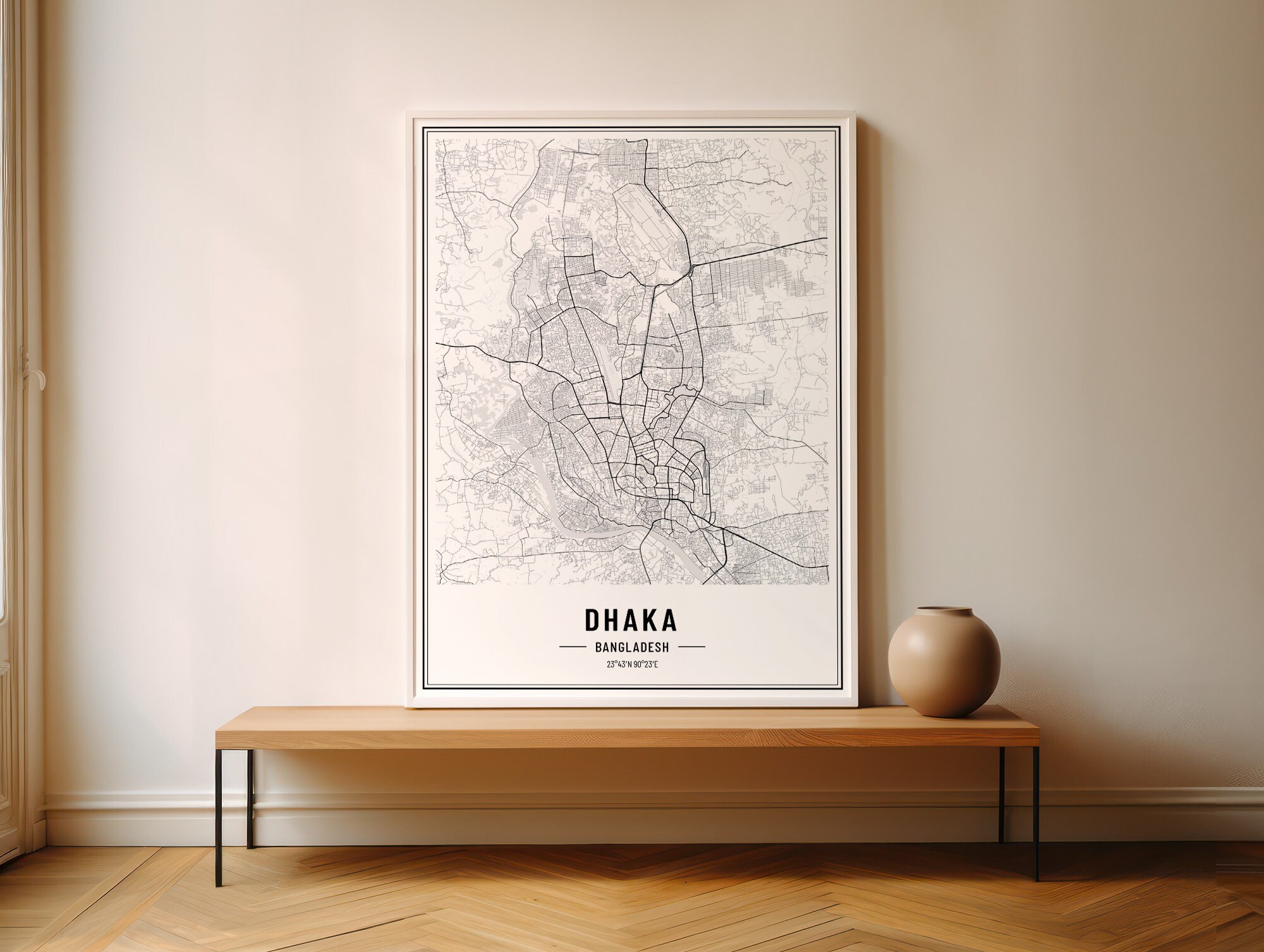 Dhaka Bangladesh Map Digital Print, Dhaka Bangladesh Map Poster, Dhaka Map Wall Art, Dhaka Road ...