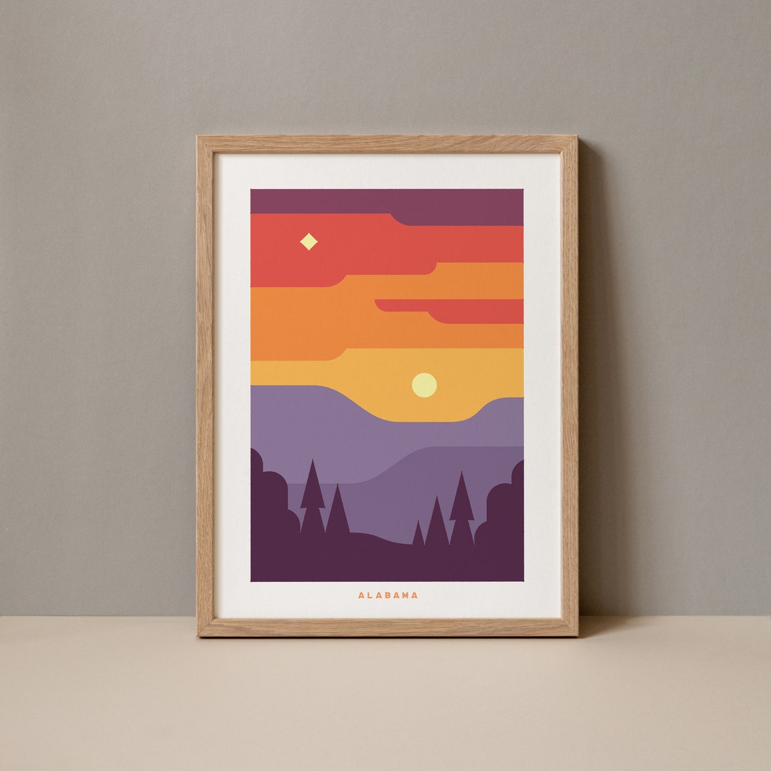 Alabama Geometric Poster, Alabama Print, Alabama Digital Print, Alabama ...
