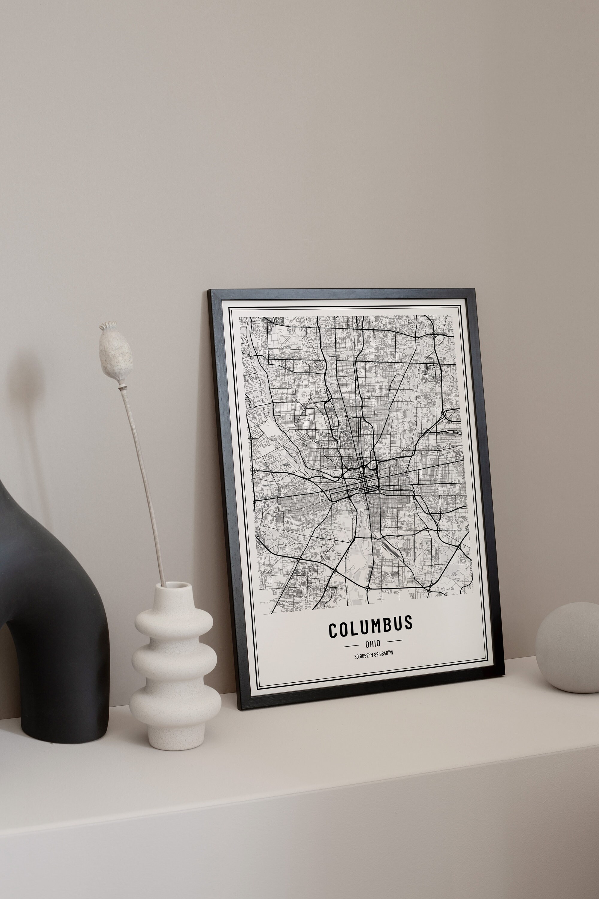 Columbus Ohio Map Digital Print, Columbus Map Poster, Columbus Ohio Map ...