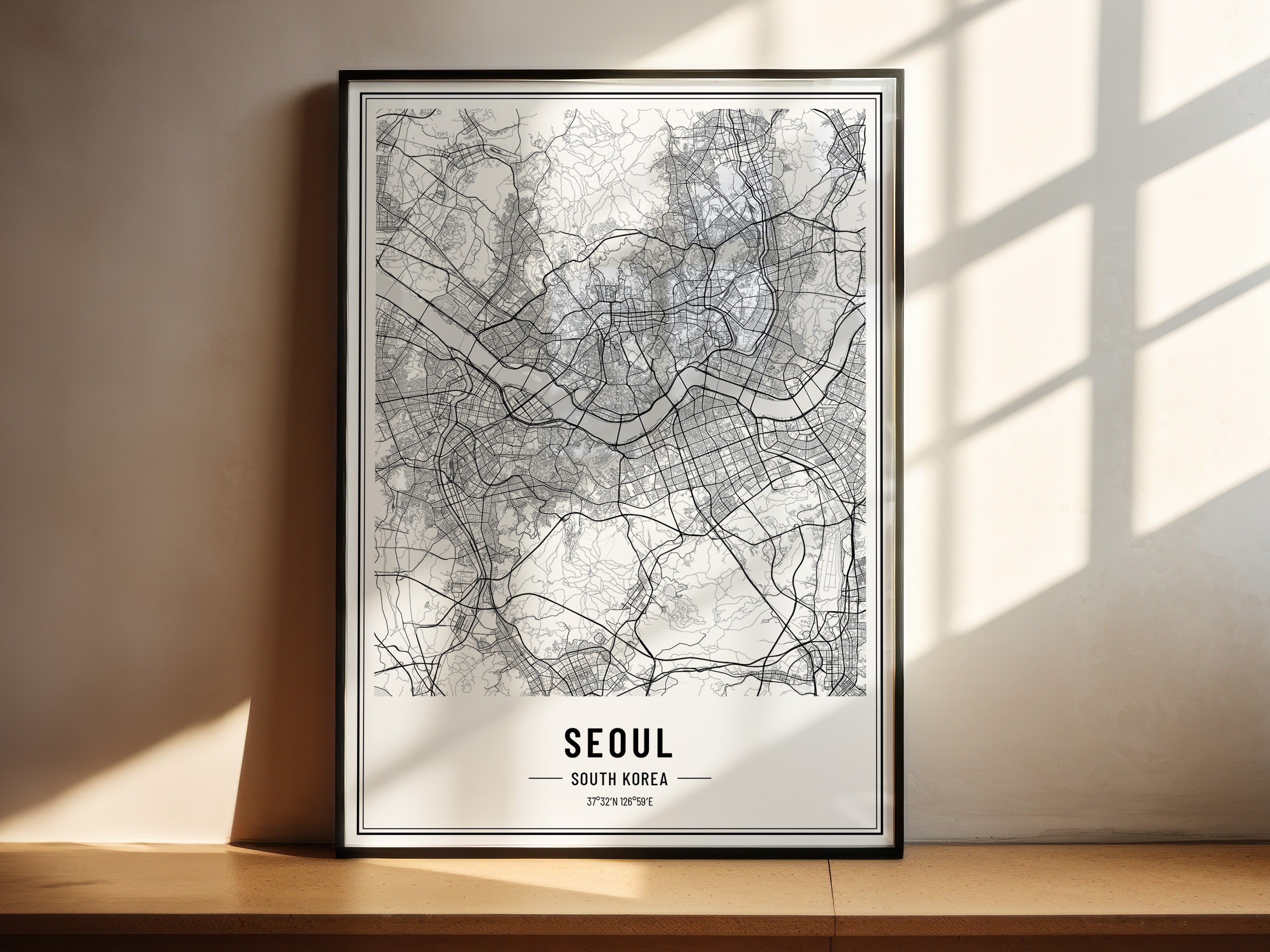 Seoul South Korea Map Digital Print, Seoul South Korea Map Poster ...
