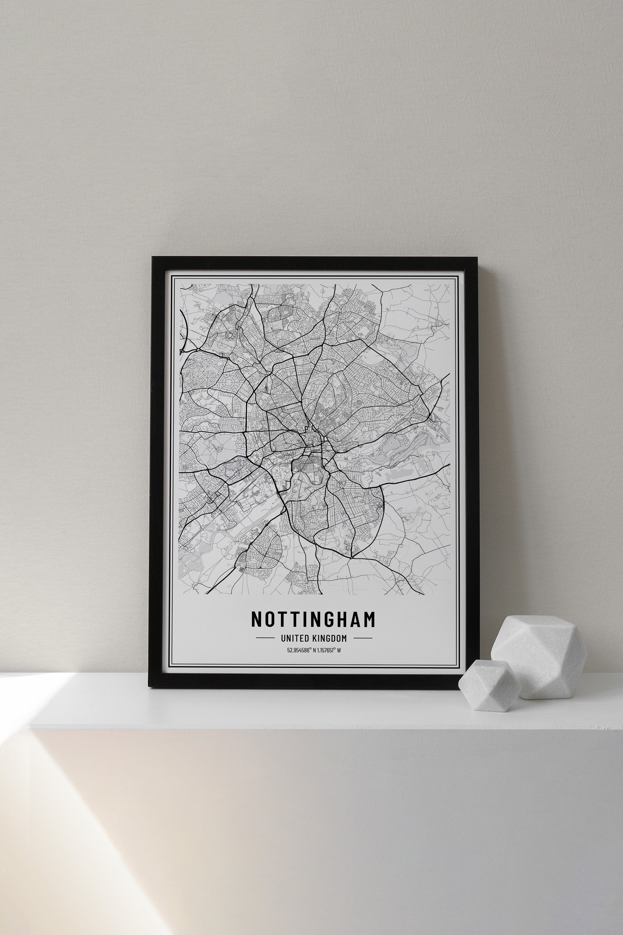 Nottingham UK Map Digital Print, Nottingham Map Poster, Nottingham Map ...