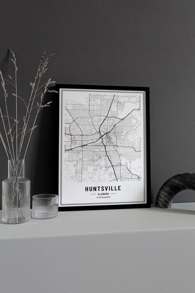 Huntsville Alabama Map Digital Print, Huntsville AL Map Poster ...