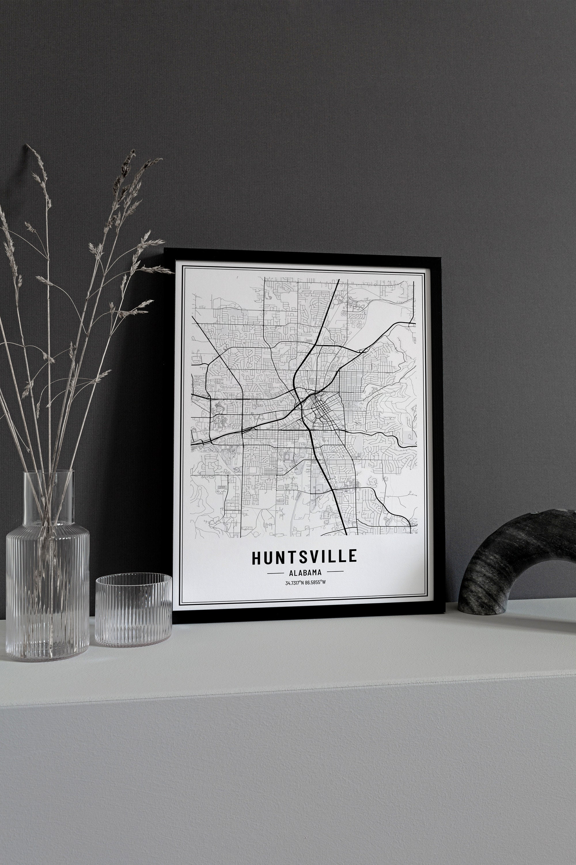 Huntsville Alabama Map Digital Print, Huntsville AL Map Poster ...