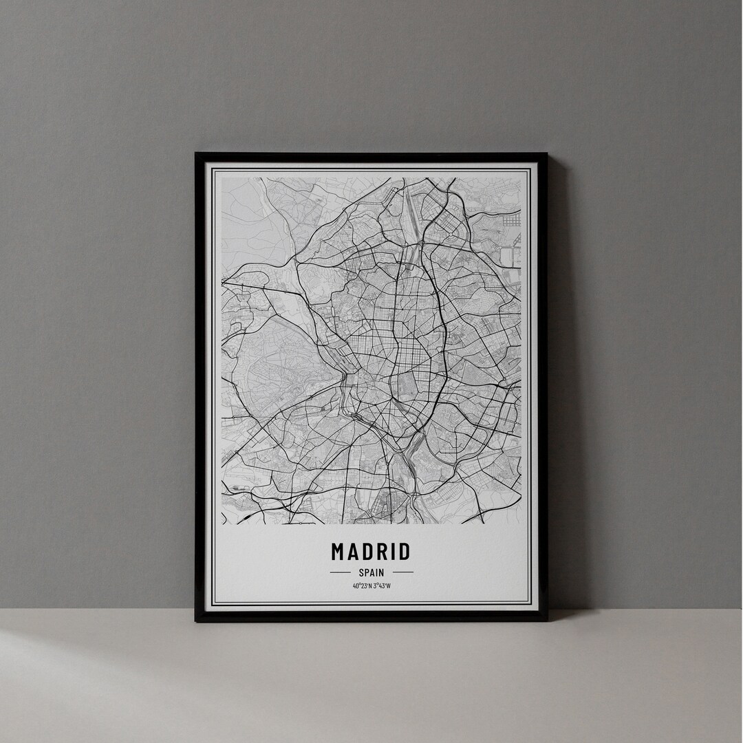 Madrid Spain Map Digital Print, Madrid Map Poster, Madrid Map Wall Art ...