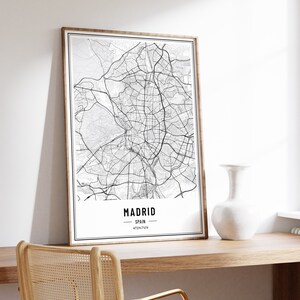 Madrid Spain Map Digital Print, Madrid Map Poster, Madrid Map Wall Art ...
