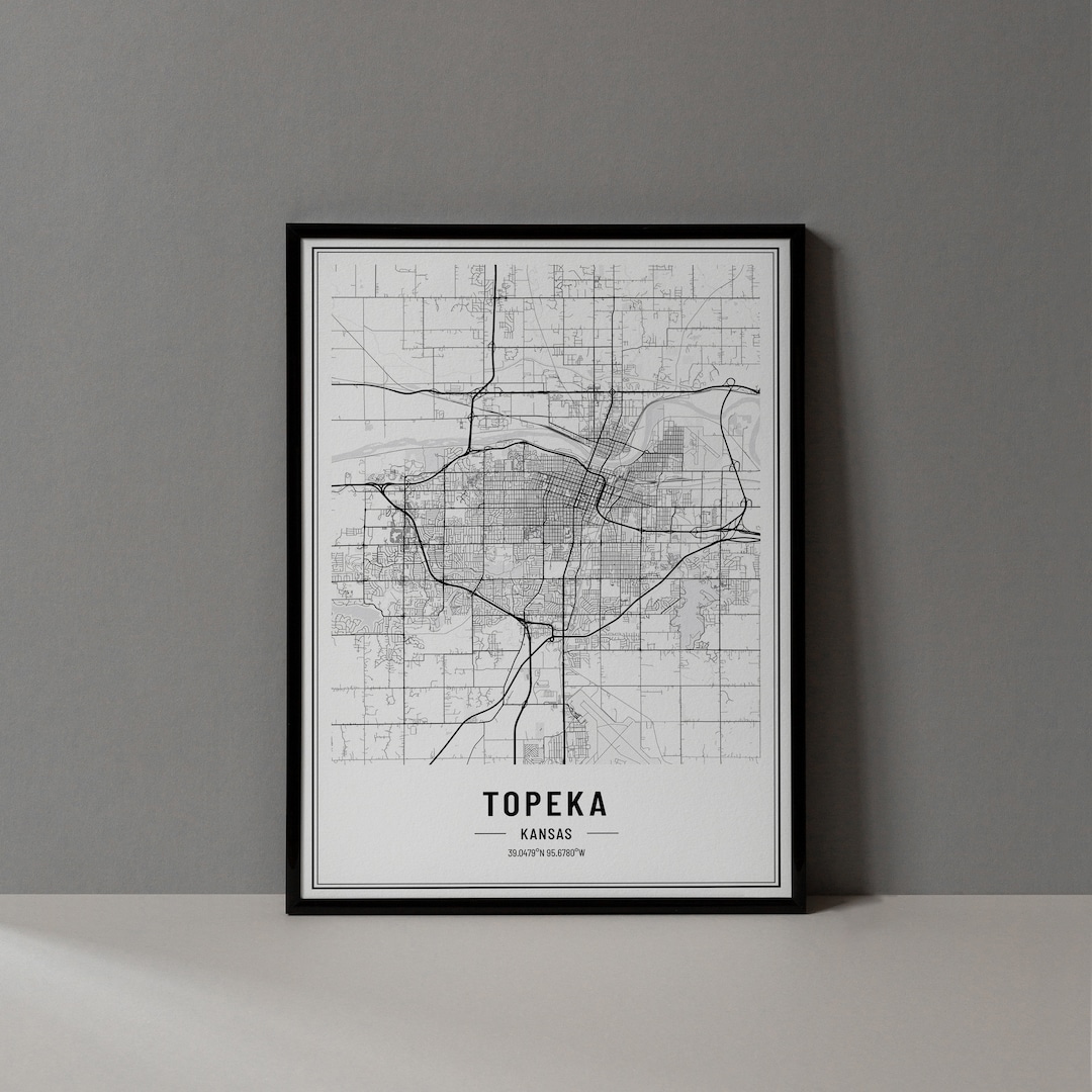 Topeka Kansas Map Digital Print, Topeka Kansas Map Poster, Topeka ...