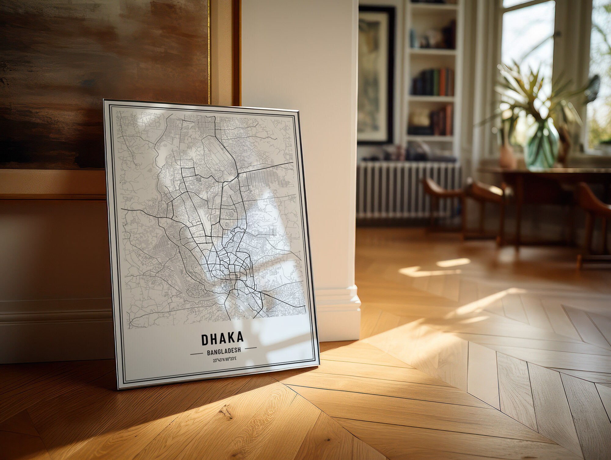 Dhaka Bangladesh Map Digital Print, Dhaka Bangladesh Map Poster, Dhaka Map Wall Art, Dhaka Road ...