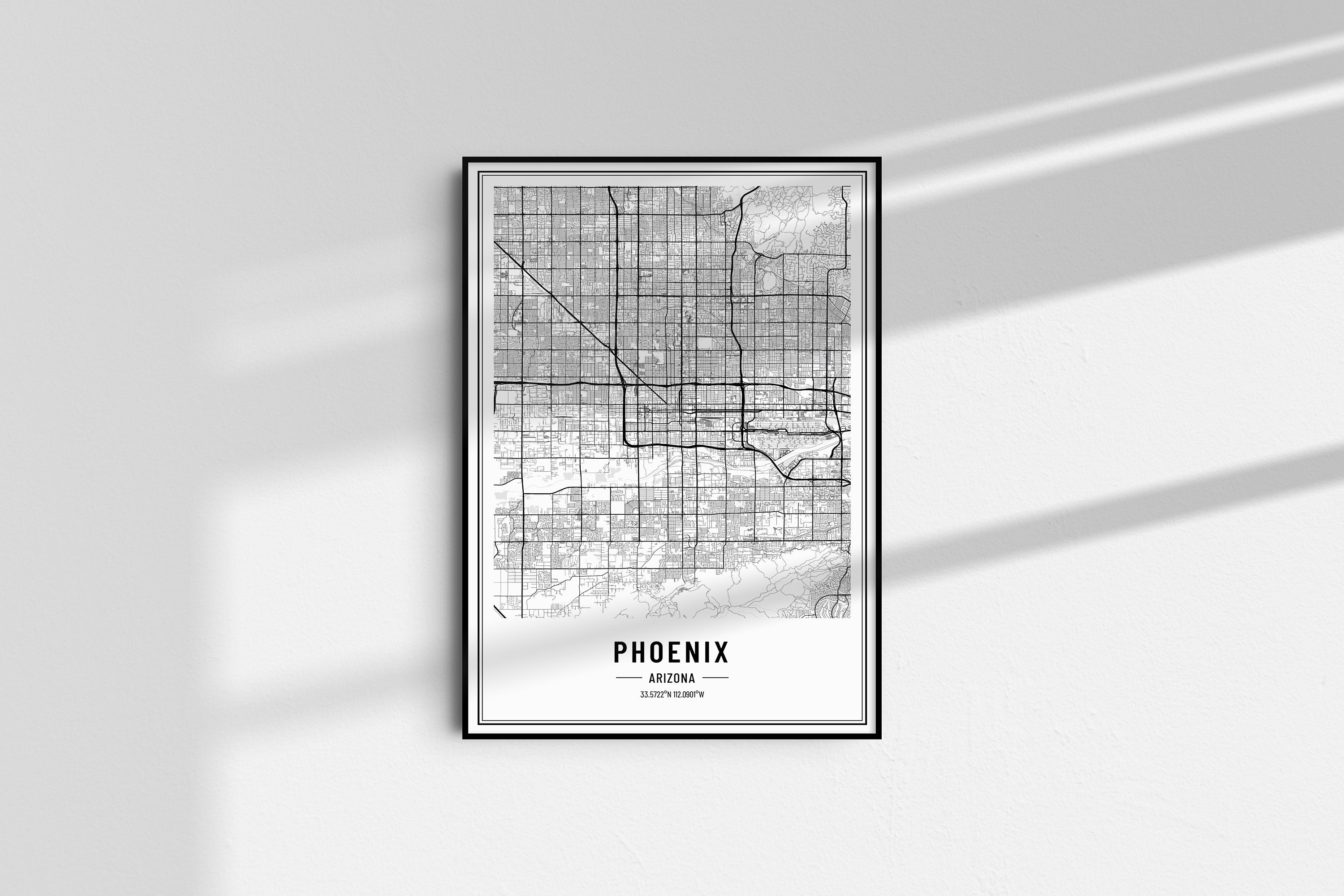 Phoenix Arizona Map Digital Print, Phoenix Arizona Map Poster, Phoenix ...