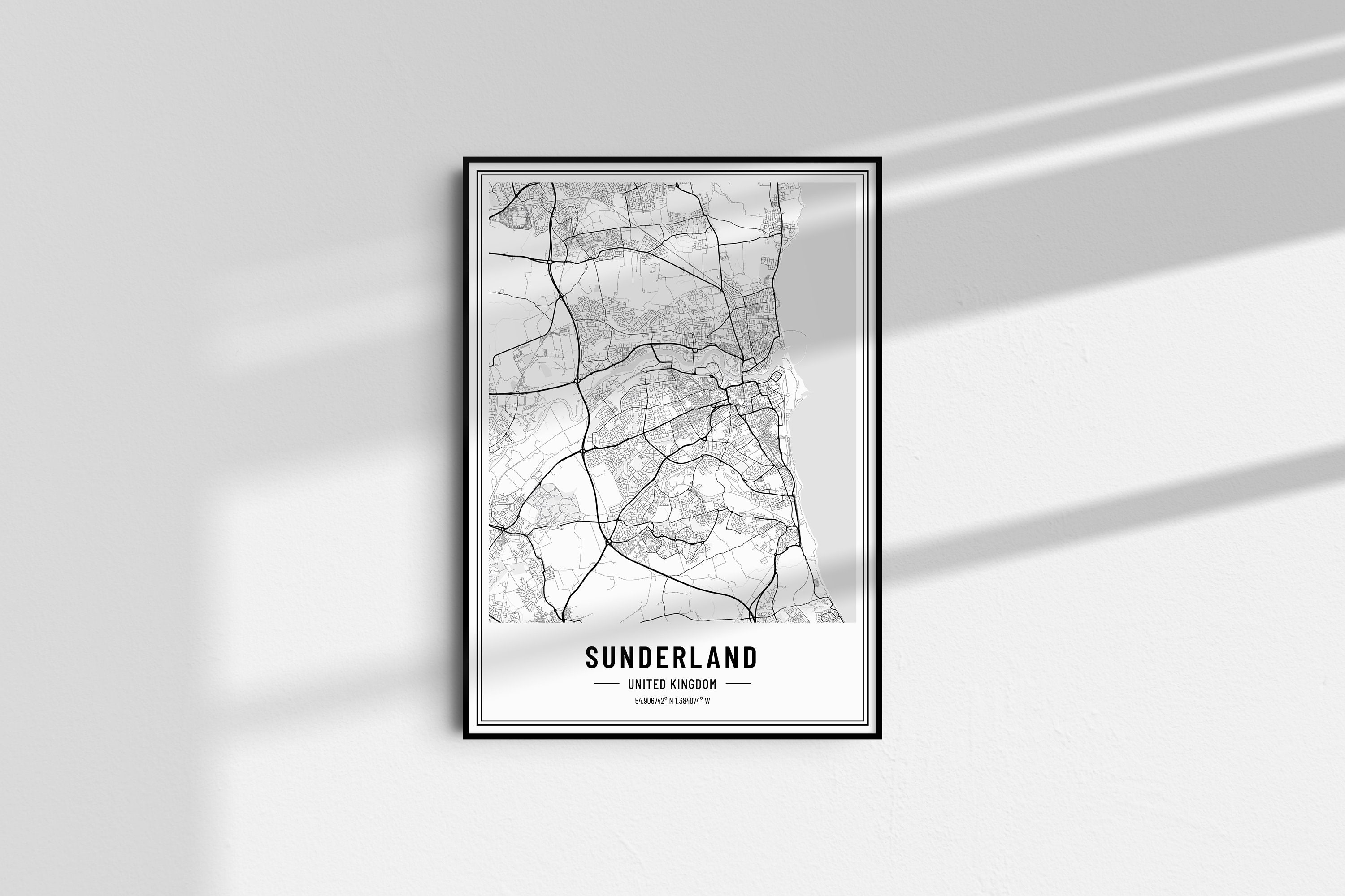 Sunderland UK Map Digital Print, Sunderland Map Poster, Sunderland Map ...