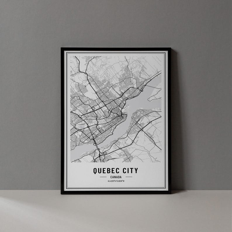 Quebec City Canada Map Digital Print, Quebec City Canada Map Poster ...