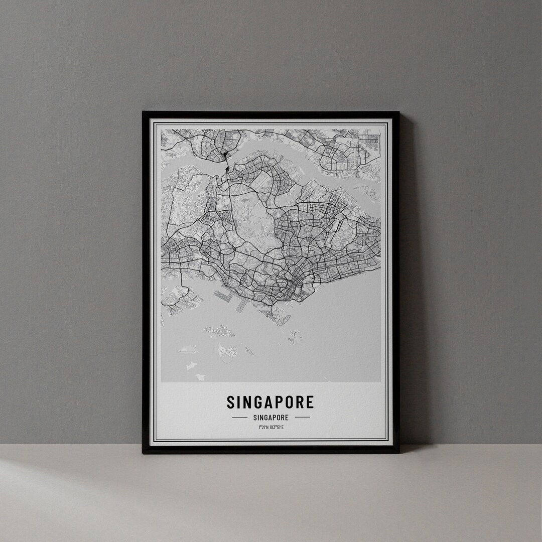 Singapore Singapore Map Digital Print, Singapore Singapore Map Poster ...