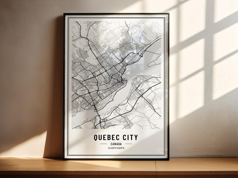 Quebec City Canada Map Digital Print, Quebec City Canada Map Poster ...