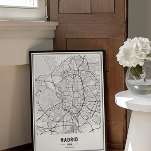 Madrid Spain Map Digital Print, Madrid Map Poster, Madrid Map Wall Art ...