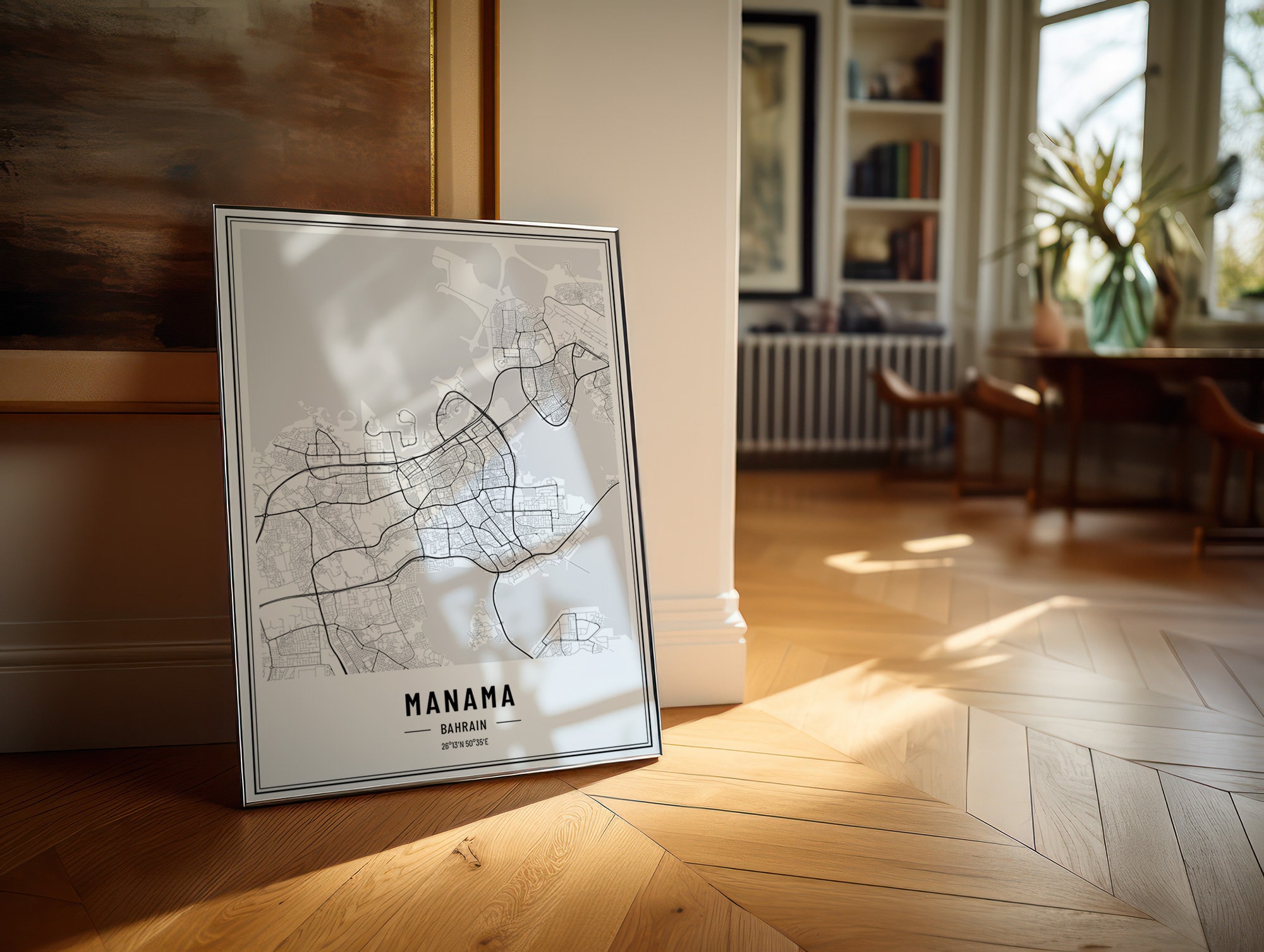 Manama Bahrain Map Digital Print, Manama Bahrain Map Poster, Manama ...