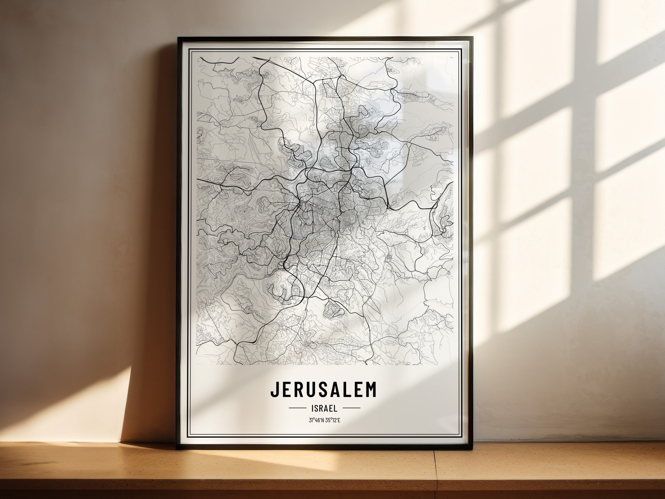 Jerusalem Israel Map Digital Print, Jerusalem Map Poster, Jerusalem Map ...