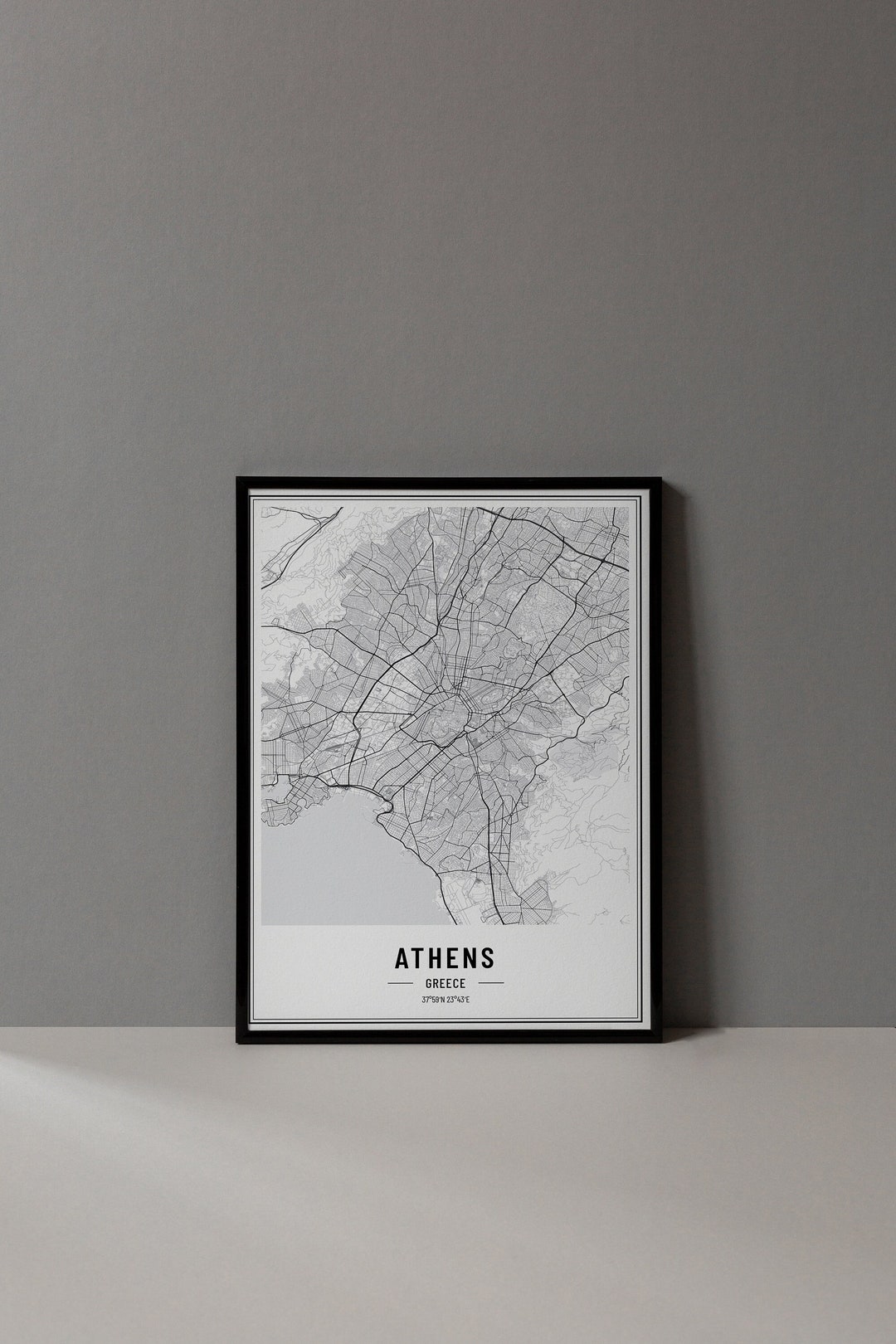 Athens Greece Map Digital Print, Athens Map Poster, Athens Map Wall Art, Athens Road Map, Athens ...