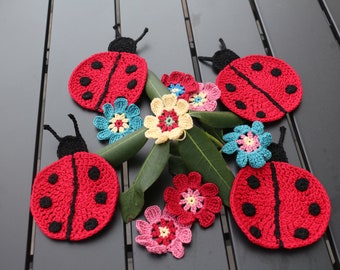 Crochet Pattern for Ladybug Coasters PDF, Fun Hostess Gift, Summer ...