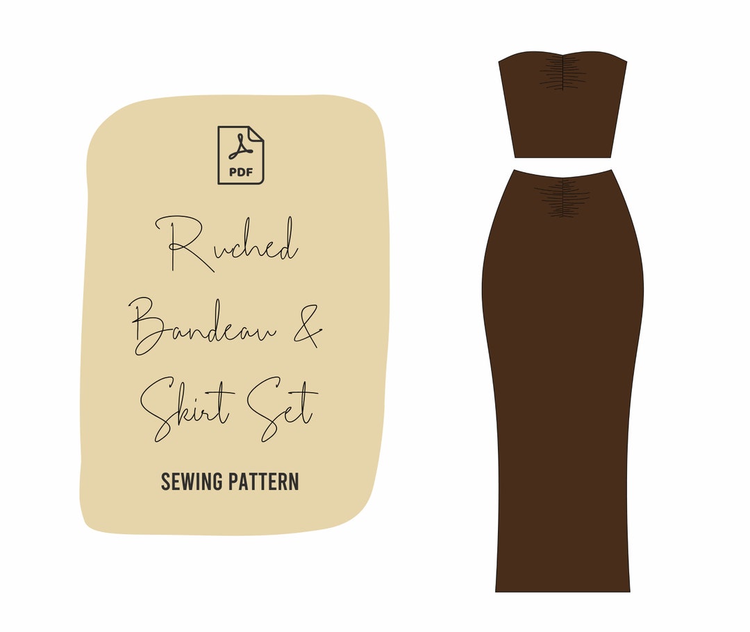 Ruched Bandeau and Skirt Set Sewing Pattern Standard UK Sizes 4 18 ...