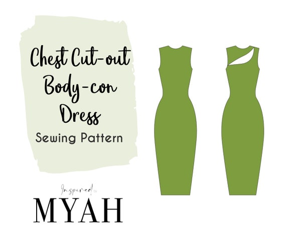 Chest Cut-out Body-con Dress Pattern UK Size 4 16 - Etsy
