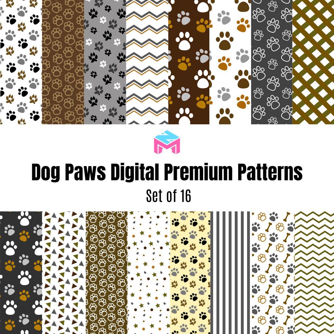 Cute Dog Paws Digital Paper Patterns - Etsy