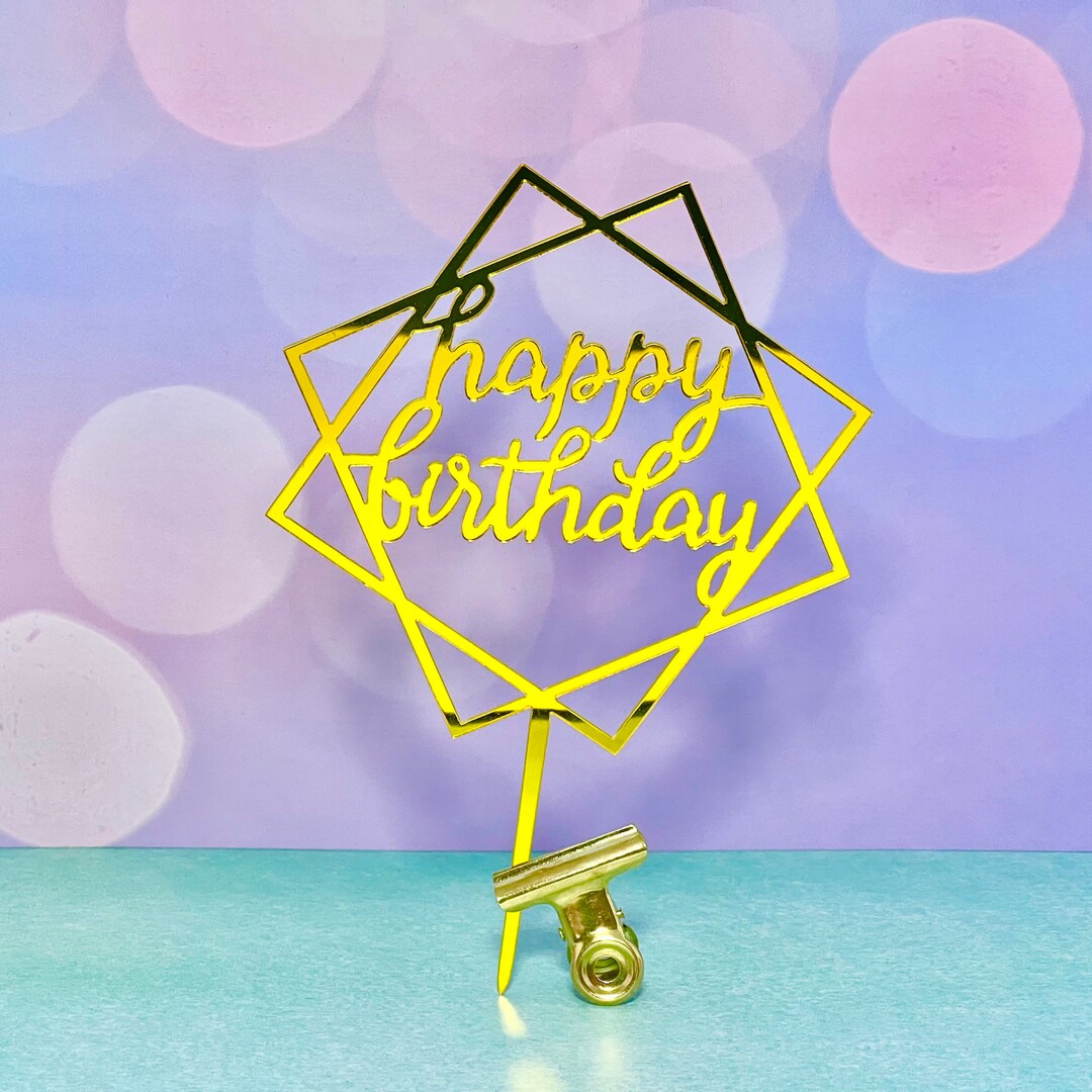 Gold Acrylic Cake Topper happy B-day 24 - Etsy
