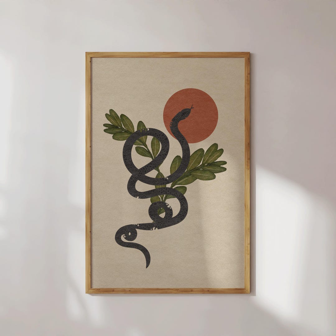 Botanical Snake Art Print, Snake Wall Art, Animal Print, Wall Decor ...