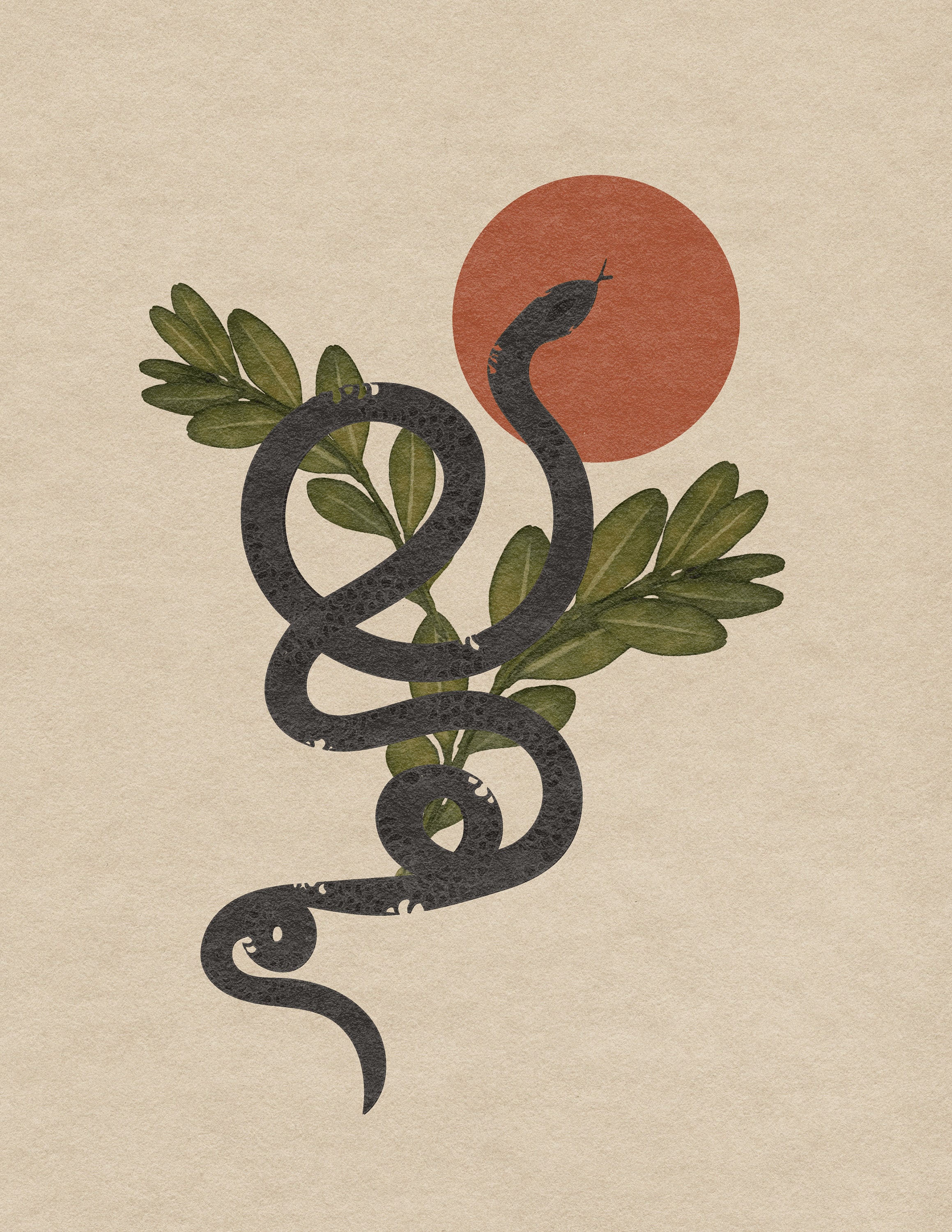 Botanical Snake Art Print Snake Wall Art Animal Print Wall - Etsy