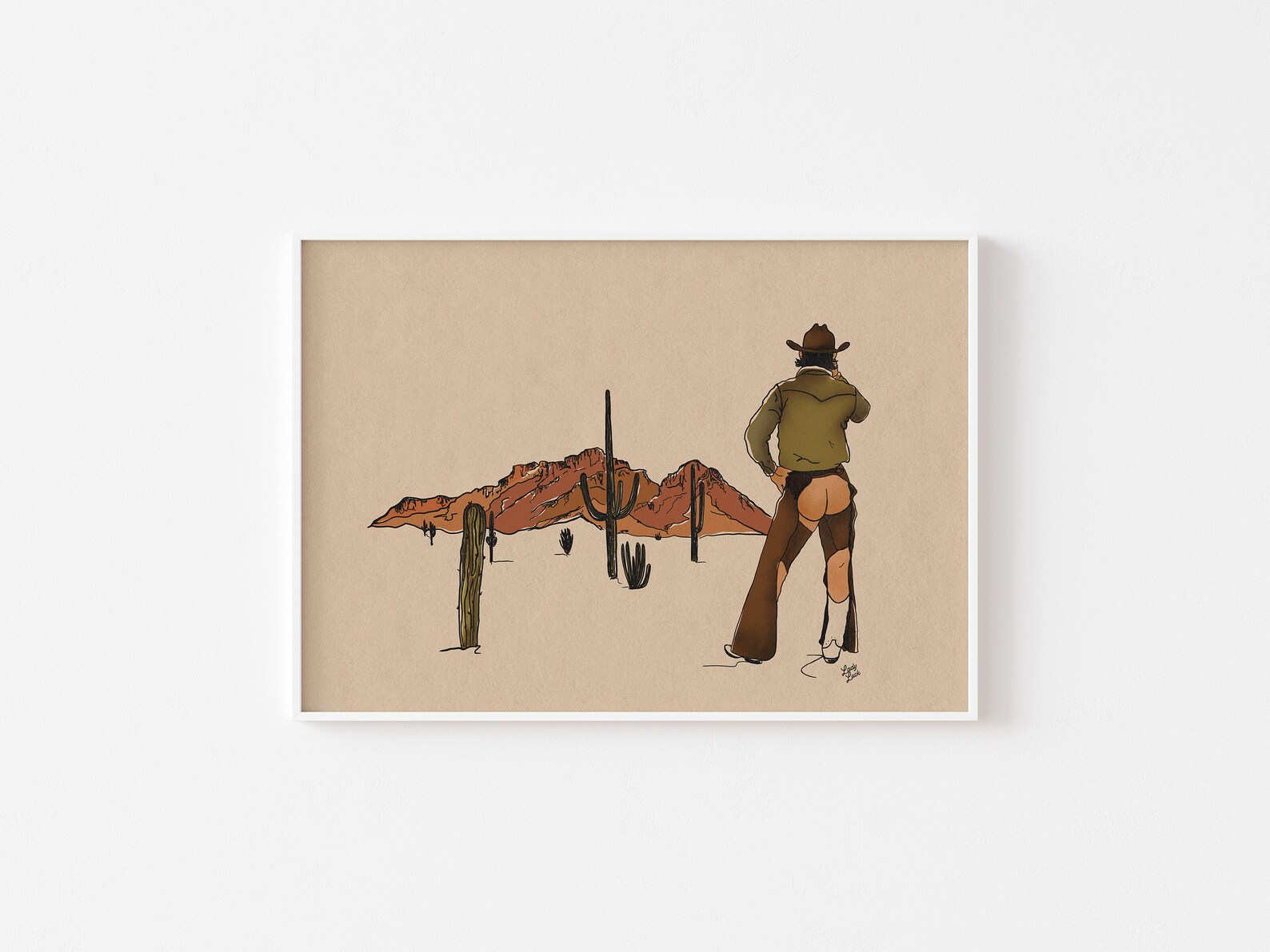 Desert Moon, Pin up Cowboy Print, Western Decor, Desert Artwork, Tattoo ...