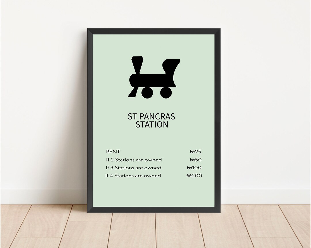 Personalised Monopoly Station Inspired Pint Board Game Wall Art ...