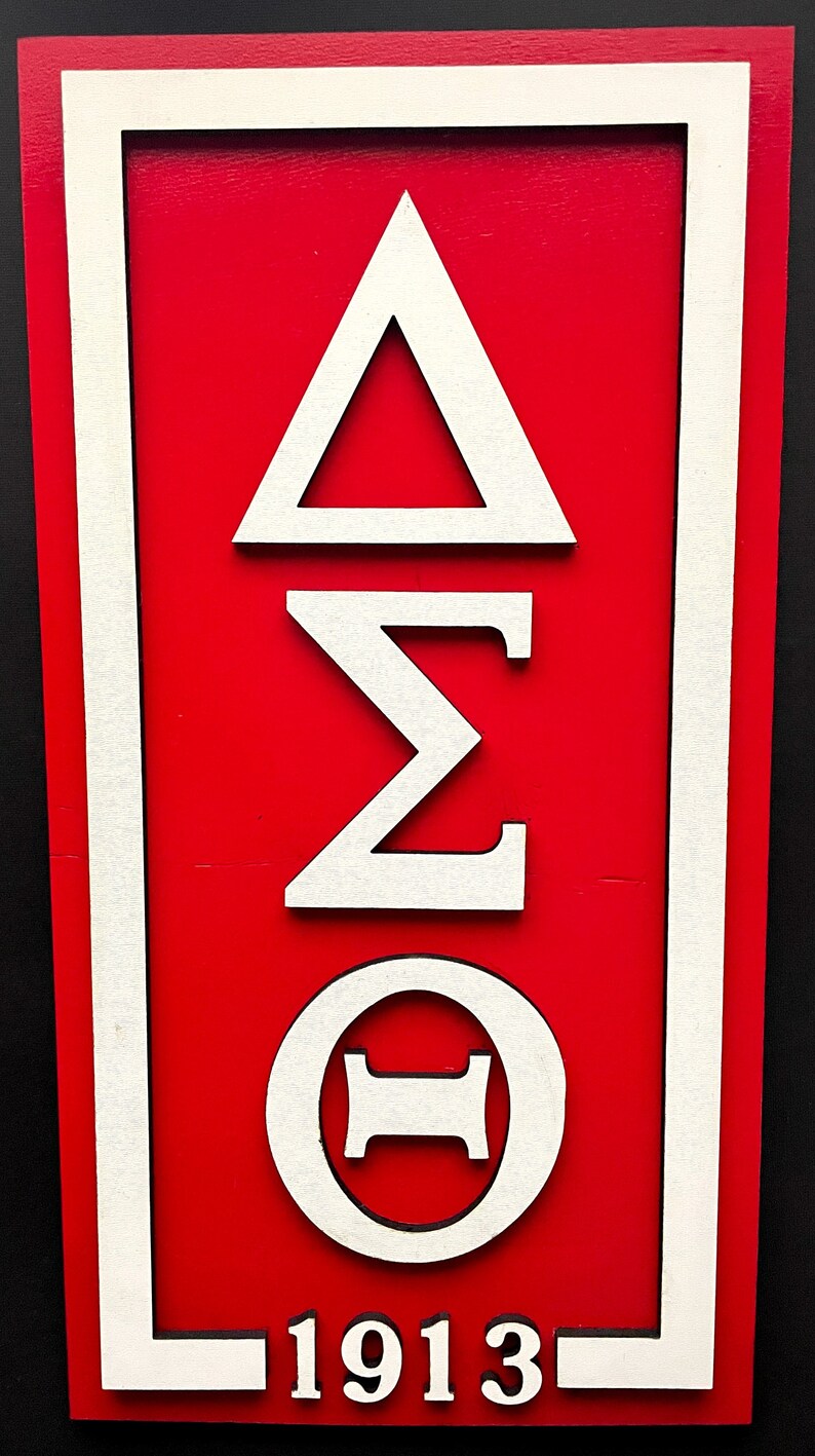 Delta Sigma Theta Symbols single Border Vertical Wood Sign - Etsy