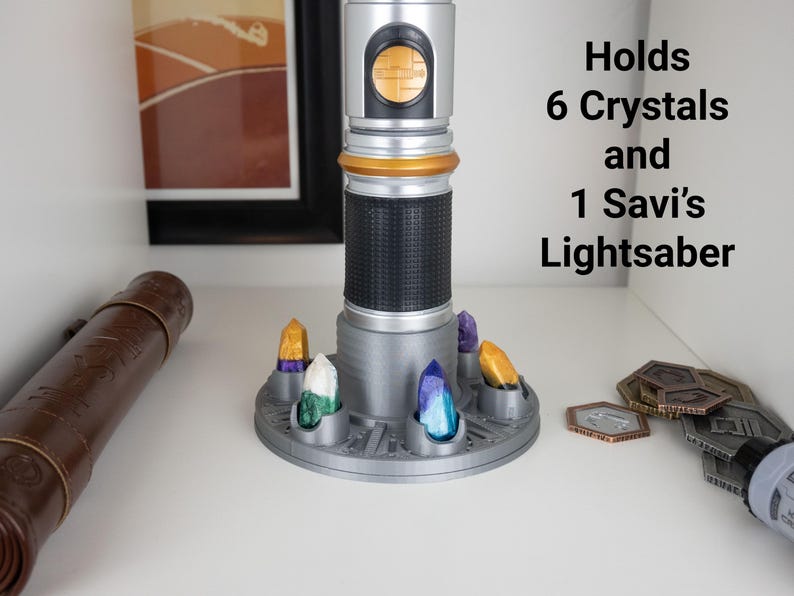 Vertical Lightsaber Stand With Crystal Display – Rotating Base Holds ...