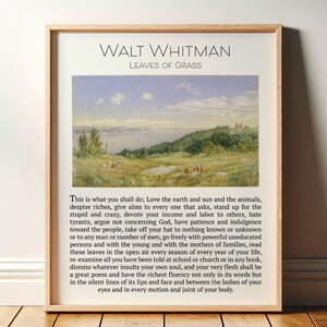 Walt Whitman Leaves of Grass Poem Print | Literary Wall Art, Poetry for ...