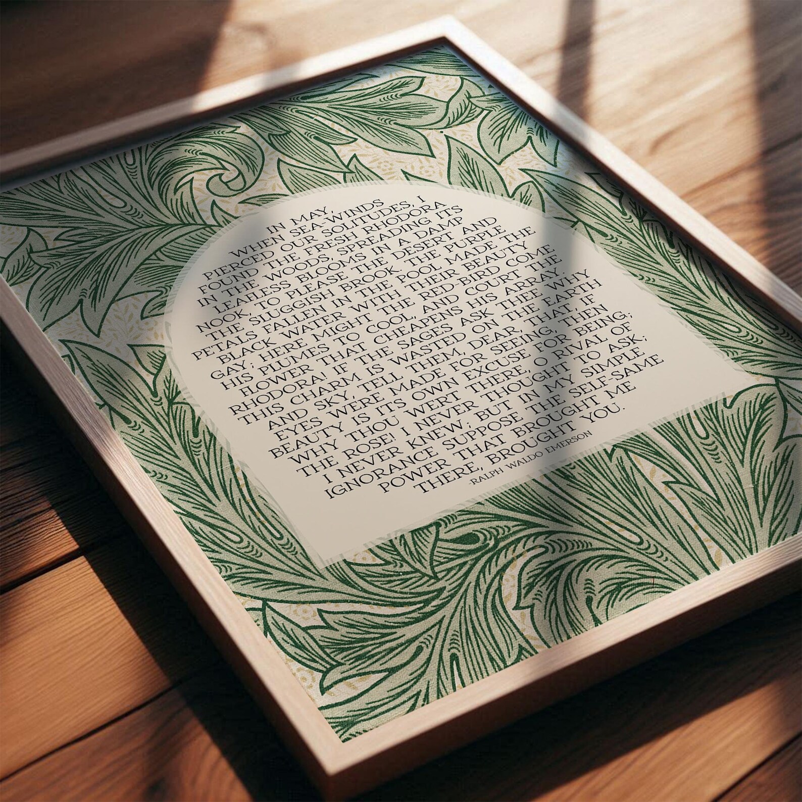 Rhodora Poem by Ralph Waldo Emerson | Poetry Wall Art | Green Floral ...