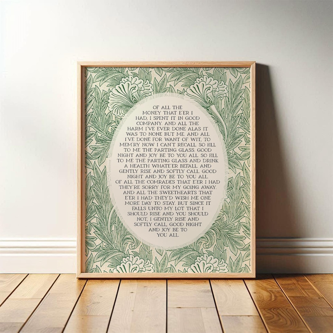 Parting Glass Irish Song Lyrics | Retirement Gift for Coworker ...
