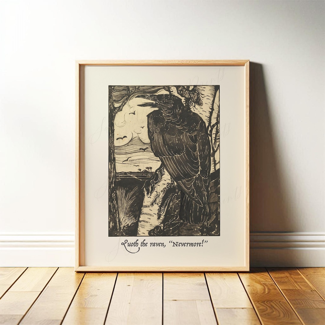 Nevermore, Raven Print | Edgar Allen Poe Quote | Halloween Wall Art ...
