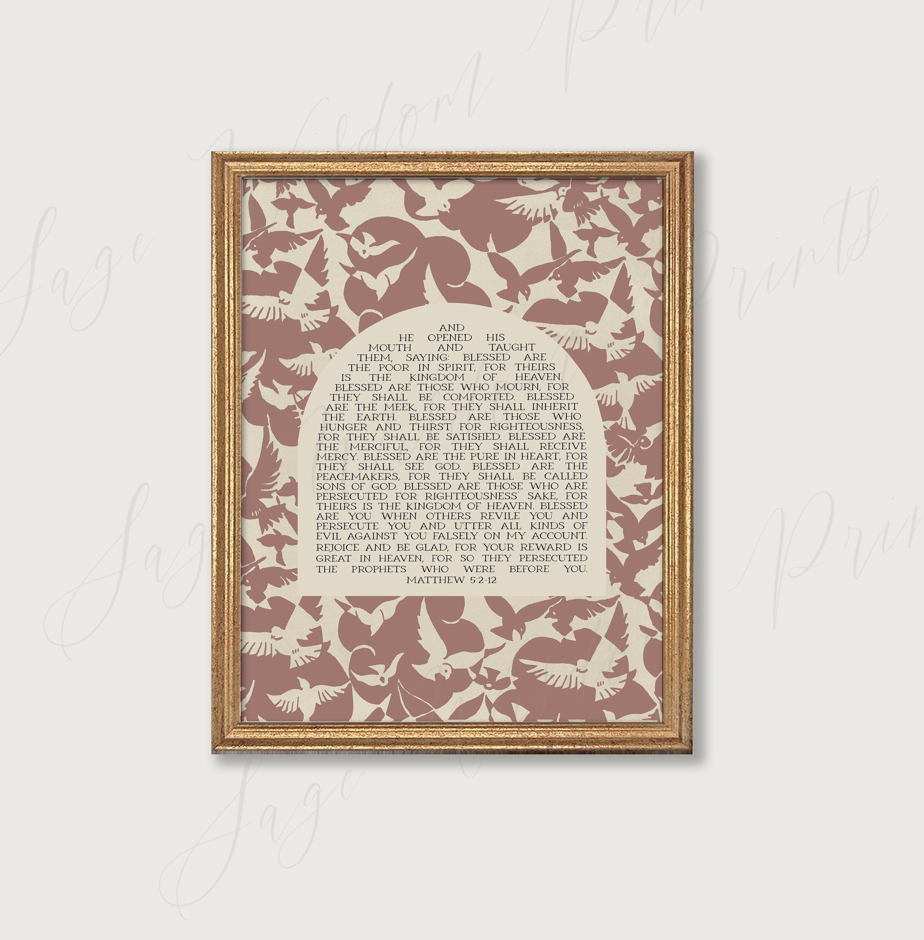 Beatitudes Printable | Bible Verse Wall Art | Sermon on the Mount ...