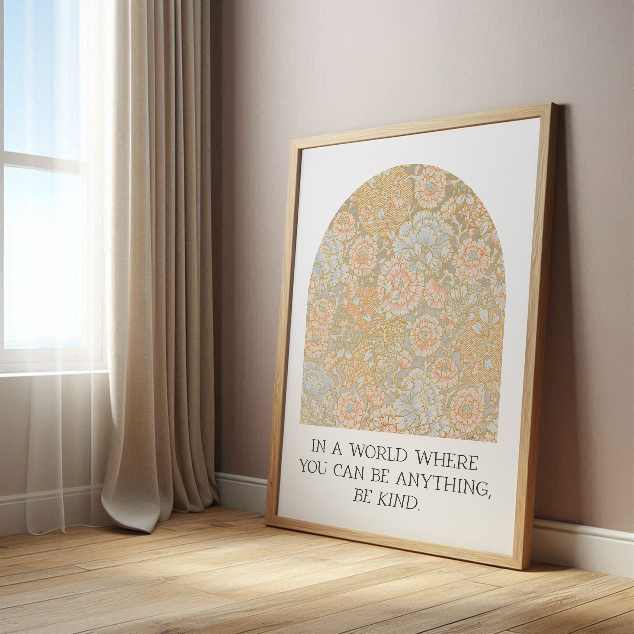 Be Kind Quote | Motivational Poster, Classroom Decor, Beige Floral Art ...