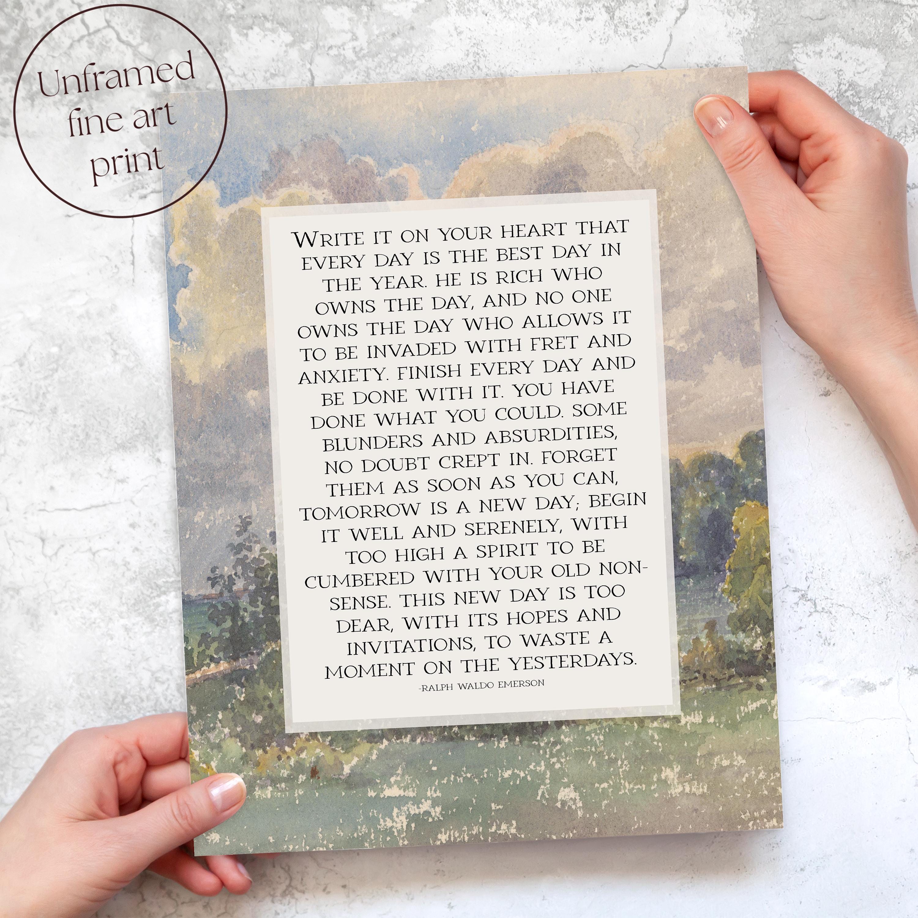 Ralph Waldo Emerson Poem: "write It on Your Heart" | Subtle Watercolor ...