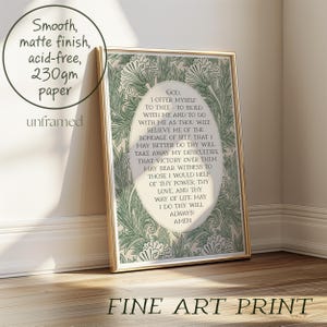 Third Step Prayer Print AA Wall Art, Prayer Decor Vintage Green Floral Art, Religious Gift ...