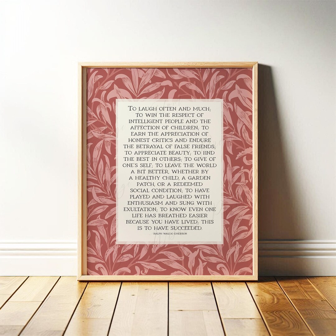Ralph Waldo Emerson "success" Poem Print: William Morris Floral Art - Etsy