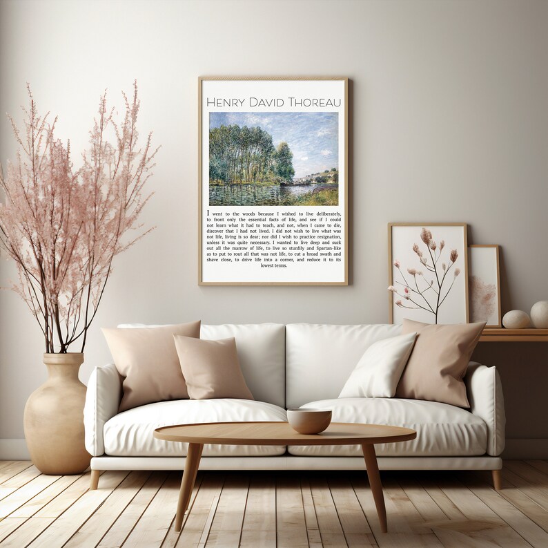 Thoreau Quote Print With Vintage Art Henry David Thoreau Printable ...